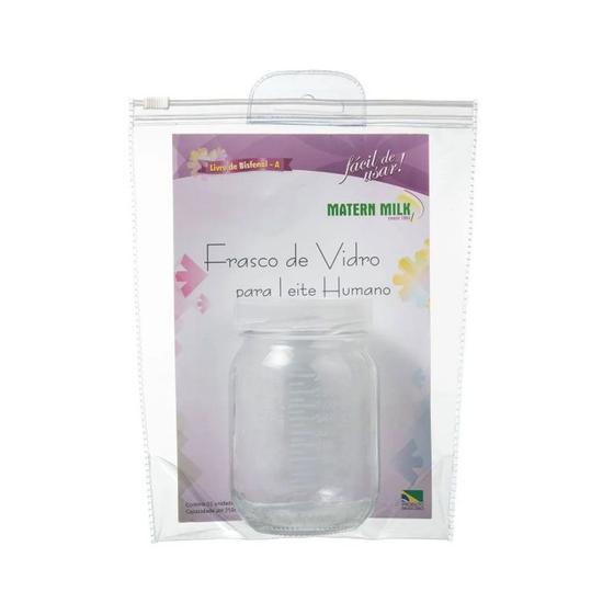 Frasco em Vidro Para Leite Materno Matern Milk 250ml - Recipiente ...
