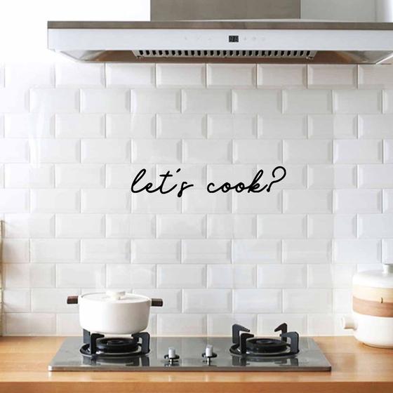 Frase de Parede Let's Cook Vamos Cozinhar MDF Decorativo Palavras ...