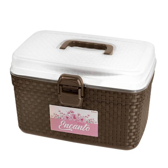 Frasqueira Rattan Tradicional Marrom Maleta Multiuso Plástica Grande ...