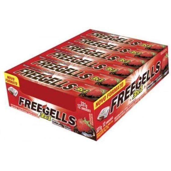 Freegells morango com chocolate e cristais 12 und - RYCLAN - Balas ...