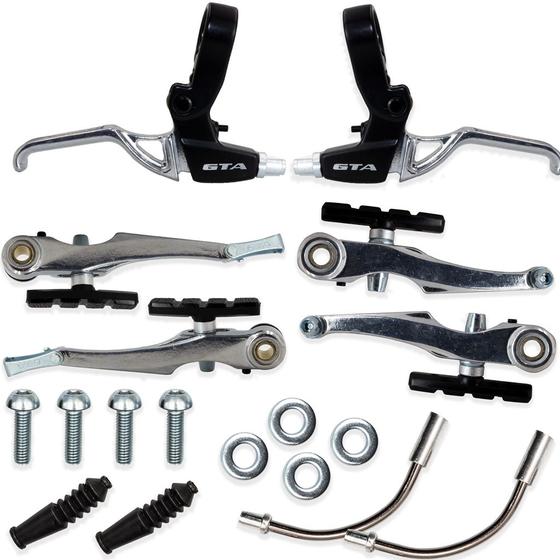 Freio V-brake Para Bike Com Par De Manete Em Alumínio Polido - GTA ...