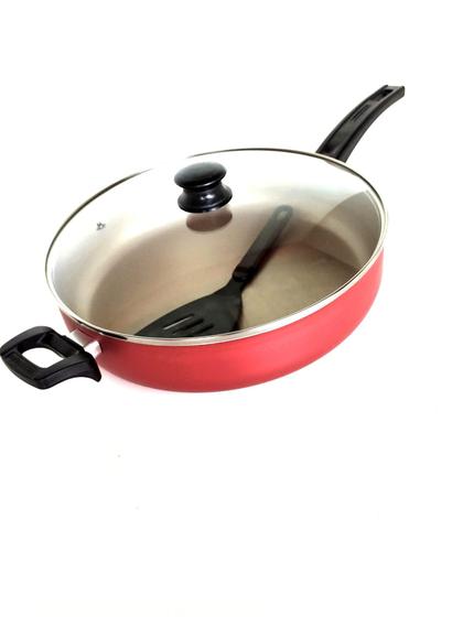 Frigideira Grande 30 Cm Com Tampa Vidro e Espátula De Nylon - Fort ...