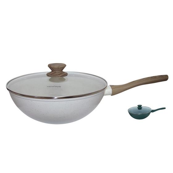 Frigideira Grande Funda com Tampa Panela Wok Antiaderente Ceramica ...