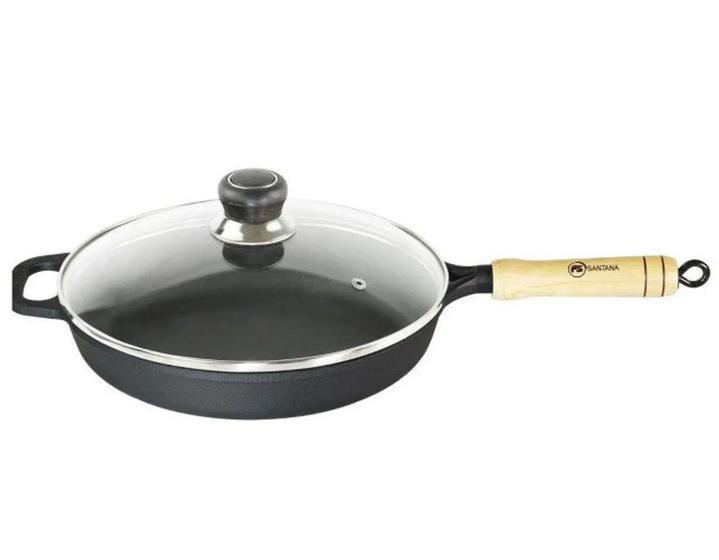 Frigideira Sautese Em Ferro Fundido Com Tampa De Vidro 26cm - FUNDIÇÃO ...