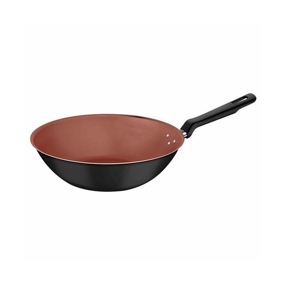 FRIGIDEIRA WOK ANTIADERENTE 28cm 3,6L LORETO TRAMONTINA STARFLON MAX - PRETO/COBRE - Panela Wok ...
