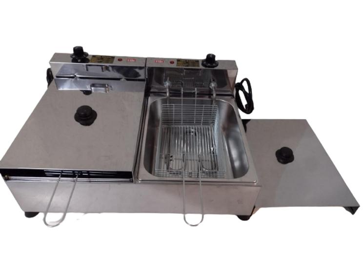 Fritadeira Elétrica Industrial 2 Cubas 5 litros cada Inox Profissional - JBC Eletro - Fritadeira ...