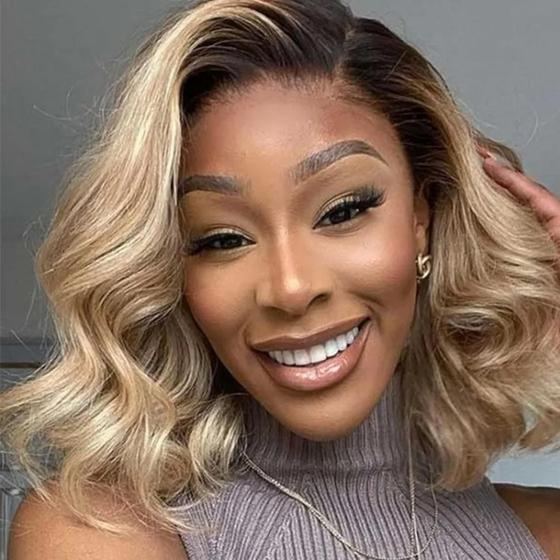 Front lace loira loiro mel ombrehair longbob premium ondulada ...