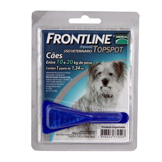 Frontline Top Spot Cães 10 a 20kg Antipulgas e Carrapatos Merial ...