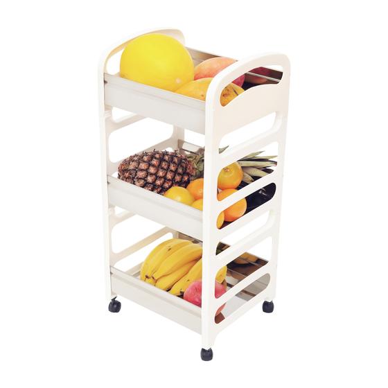 Fruteira com rodizio inox lateral PS branca - DOMUM - Fruteiras ...