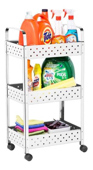 Fruteira De Chão Organizadora Cozinha 3 Andares Inox Rodizio - Mak Inox ...