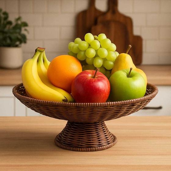Fruteira de Junco Grande ou Centro de mesa Tabaco e Avelã 40 cm ...