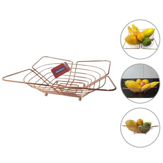 Fruteira de mesa cozinha inox rose gold - Fratelli - Fruteira de Mesa ...