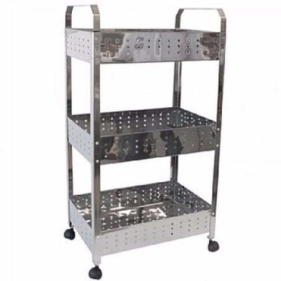 Fruteira e organizador de 3 andares em aço inox com rodízio - Dinox ...