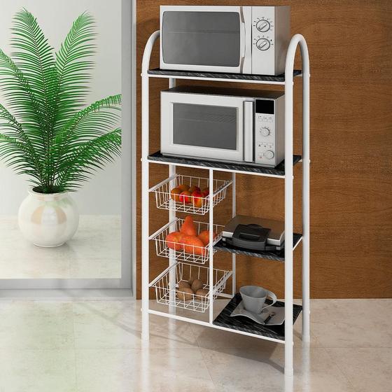 Fruteira Multiuso em Aço Plus Ardósia Madmelos Branco - Fruteira de ...