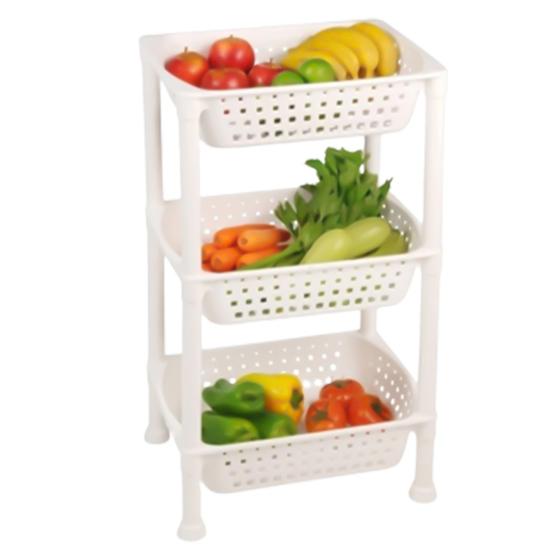 Fruteira multiuso plástico com 3 bandejas branca para organizar frutas ...