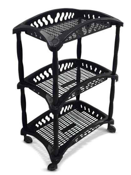 Fruteira Vertical Organizador Frutas Para Cozinha C/ Rodinhas 3 Andares Branco Preto - N ...