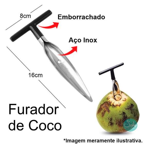 Fura Coco Perfurador Abre Coco Manual Inox Cabo Emborrachado - Tokyo ...
