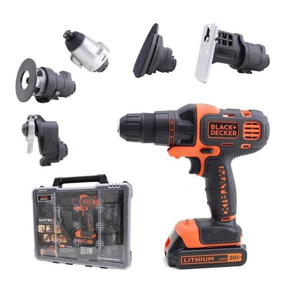 Furadeira Parafusadeira Black + Decker Matrix com Kit de 6 Ferramentas, 20V - BDCDM6KITC - BLACK ...