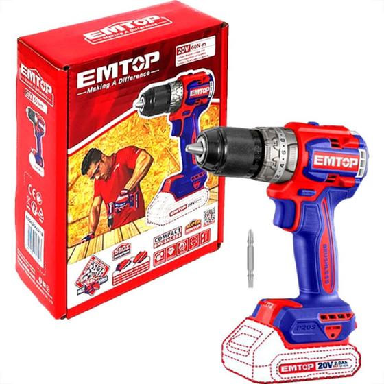 Furadeira/Parafusadeira Emtop 20V 60N S/Bt S/Cv - EMTOP TF - Parafusadeira - Magazine Luiza