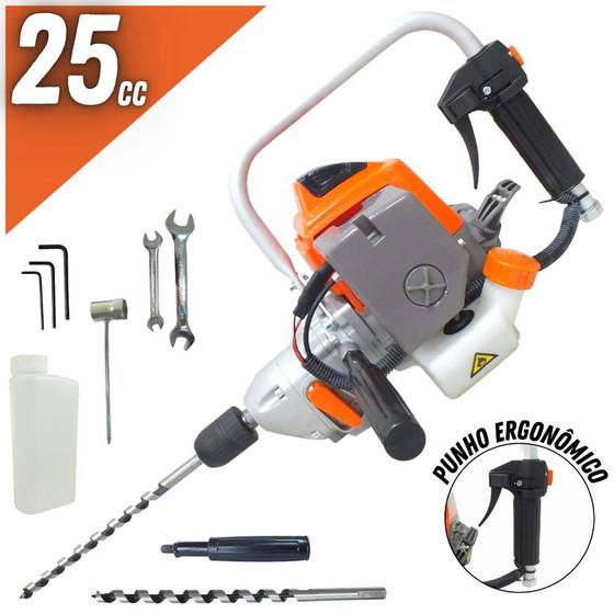 Furadeira Robusta Vulcan VF500 25,4cc 1HP 2 Tempos À Gasolina Com Alavanca Reversão + 2 Brocas ...