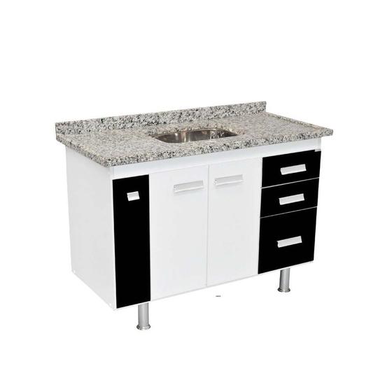 Gabinete de cozinha branco e preto liso 112cm Prime Primolar - Gabinete ...