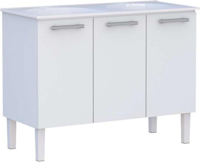 Gabinete de Lavanderia Branco em Aço 114x50 cm com Tanque Sintético ...