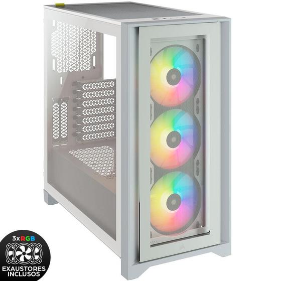 Gabinete Gamer Corsair iCUE 4000X, Mid Tower, RGB, com FAN, Lateral e ...