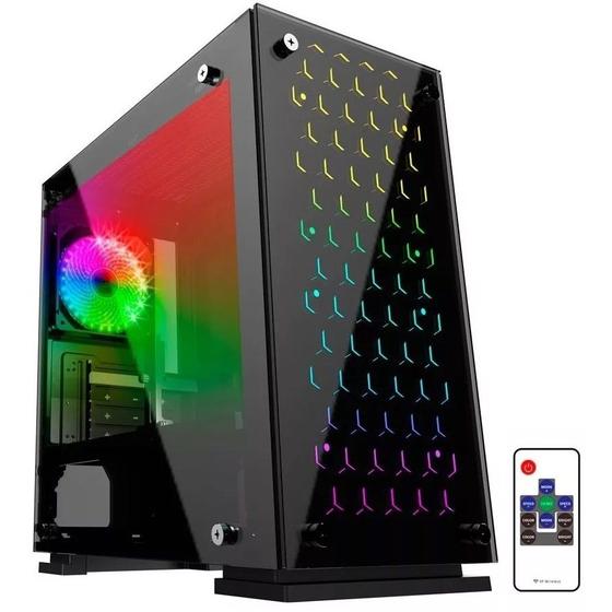 Gabinete Gamer Frente e Lateral de Vidro 3 Cooler Fan LED RGB Rainbow Gamemax H605-TB - Gabinete ...