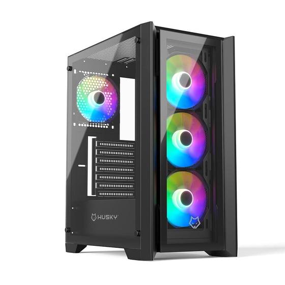 Gabinete Gamer Husky Dome 100, Mid Tower, ATX, Lateral e Frontal em Vidro, Preto - HGN100PT ...