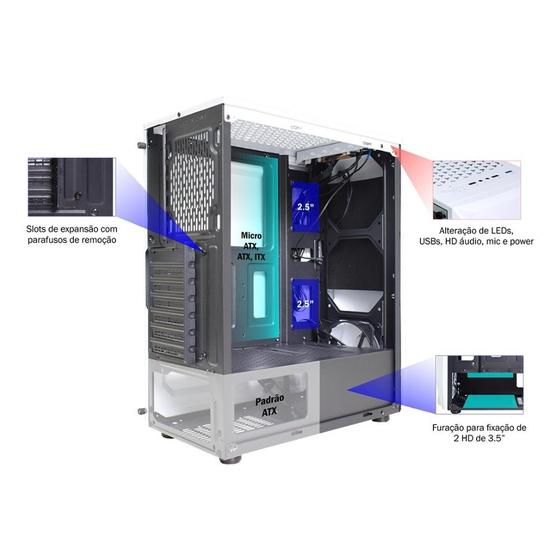 Gabinete Gamer K-Mex Jaeger White Ii - Cg-W2Tj - Gabinete Gamer ...