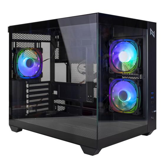 Gabinete gamer neologic aquarium view pro, mid tower, 3 fans argb, atx ...
