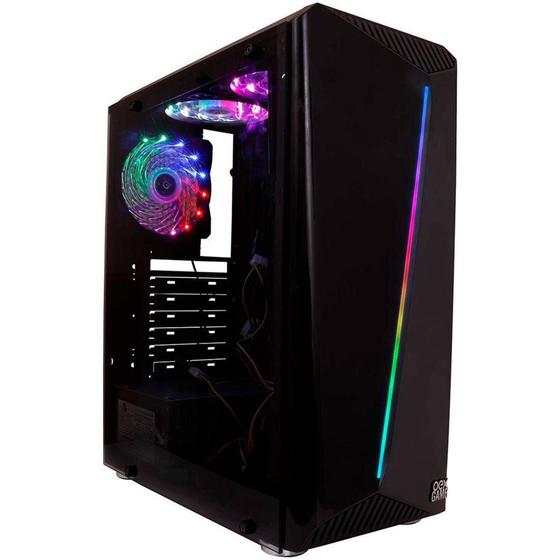 Gabinete Gamer Oex Game Shelter, Mid Tower, RGB, com FAN, Lateral em ...
