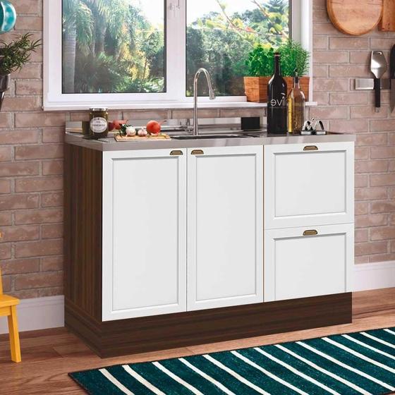 Gabinete Para Pia De Cozinha 120cm Sem Tampo Estilo Americano Nogueira ...