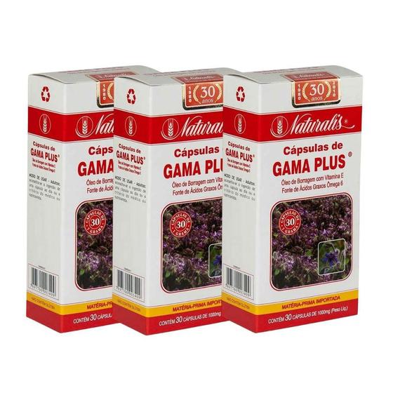 Gama Plus Naturalis Óleo de Borragem com Vitamina E 30 Cápsulas 3x ...