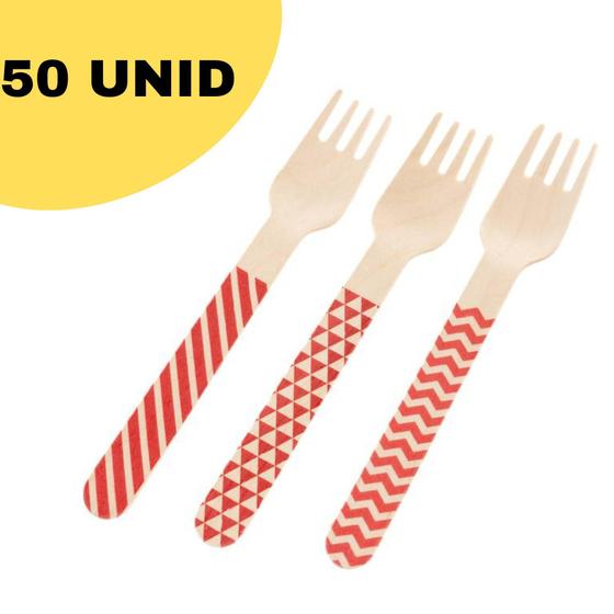 Garfos Descartáveis De Madeira Decorado Sobremesa 50 Unid - Silver ...