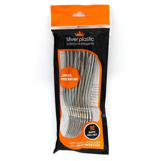 Garfos Descartáveis Linha Premium Silver Plastic 10 Unidades - Garfos - Magazine Luiza