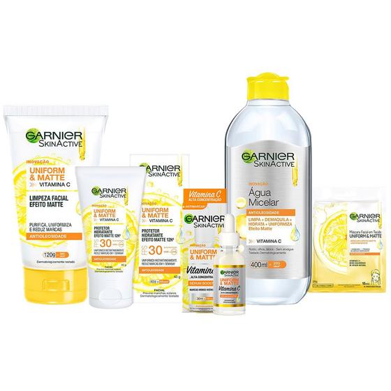 Garnier Skin Uniform & Matte Vitamina C Kit Sérum + Gel de Limpeza ...