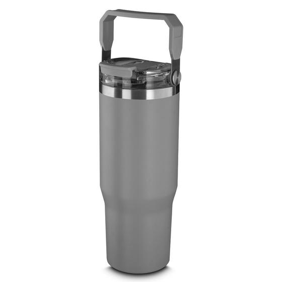 Garrafa Copo Térmico Parede Dupla em Aço Inox Cinza 950ml - ASIA IMPORT ...