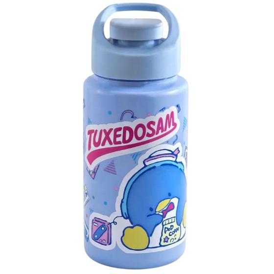 Garrafa Garrafinha de Água Infantil Squeeze Pinguim 500ml Plástica Azul ...