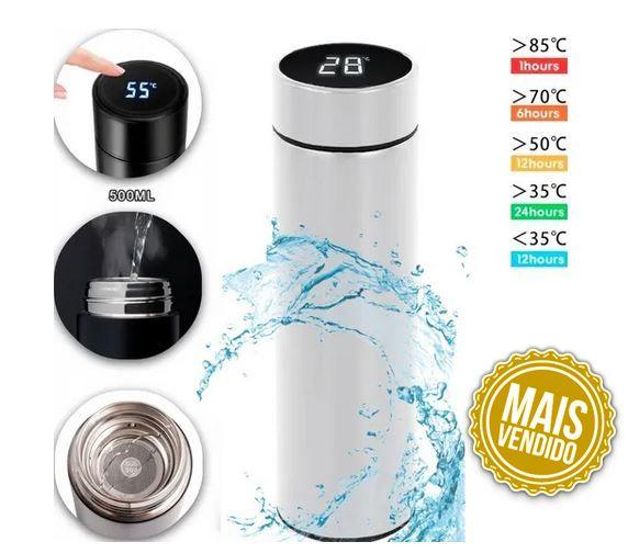 Garrafa led display Garrafa Copo Térmica Com Medidor Temperatura Digital Em LED Touch 500ml ...