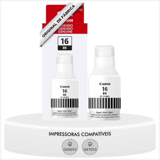 Garrafa Refil de Tinta Original Canon Gi-16 Gi16 Preta Compatível ...