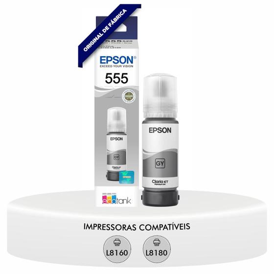 Garrafa Refil De Tinta Original Cinza Epson T555 Ecotank T555520 ...