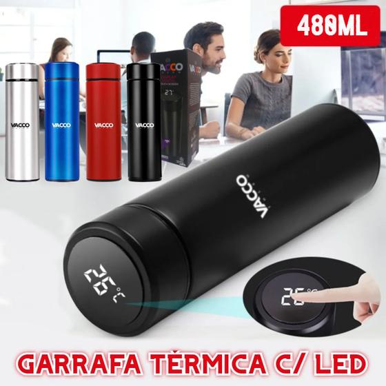 Garrafa Térmica 480ml A Vácuo Com Visor Led Temperatura Café - Vacco - Garrafa Térmica ...