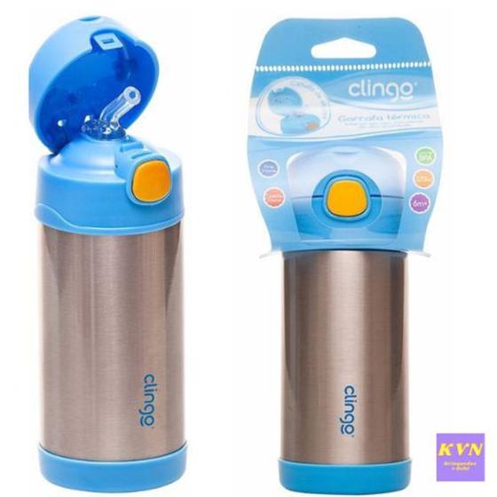 Garrafa Termica Infantil Dupla Camada 270ml Inox/azul Clingo - Clingo - Garrafa Térmica Infantil ...