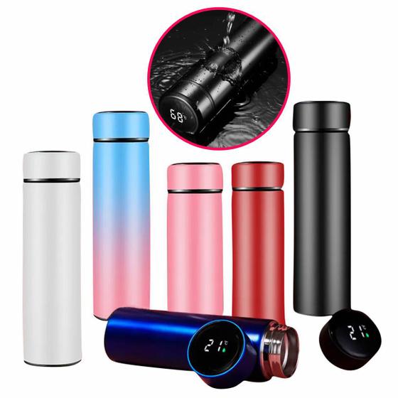 Garrafa Térmica Inox Água Temperatura Digital Termômetro Led 480ml Sensor Display Inteligente ...