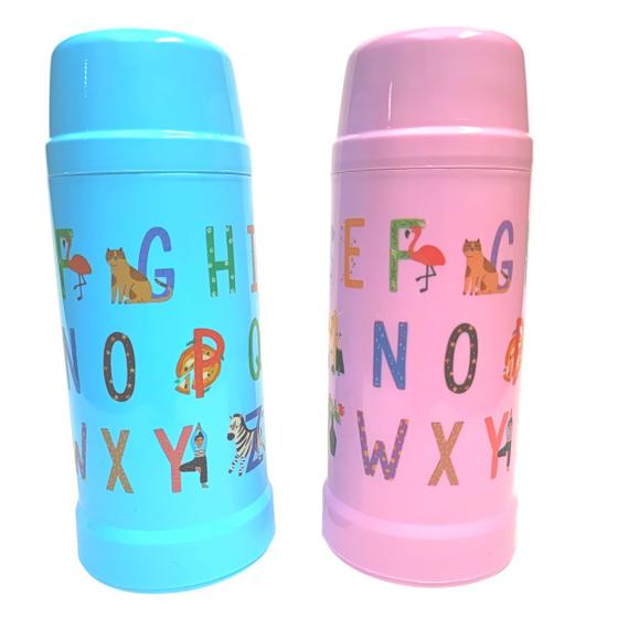 Garrafa térmica mini Mor 300 ml colorida com o alfabeto animado ...