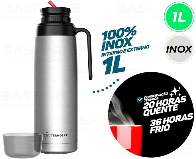 Garrafa Térmica Revolution 1 Litro Tampa De Rosca - Aço Inox - Termolar ...
