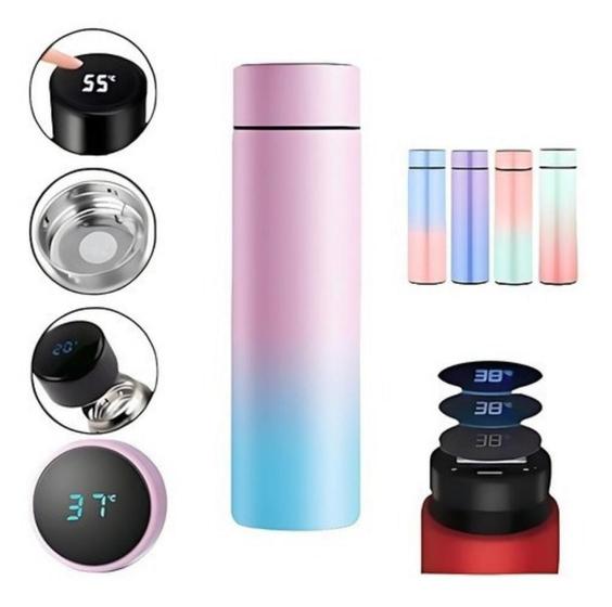 Garrafa Térmica Rosa Em Aço Inox Temperatura Digital Led - SD - Garrafa ...