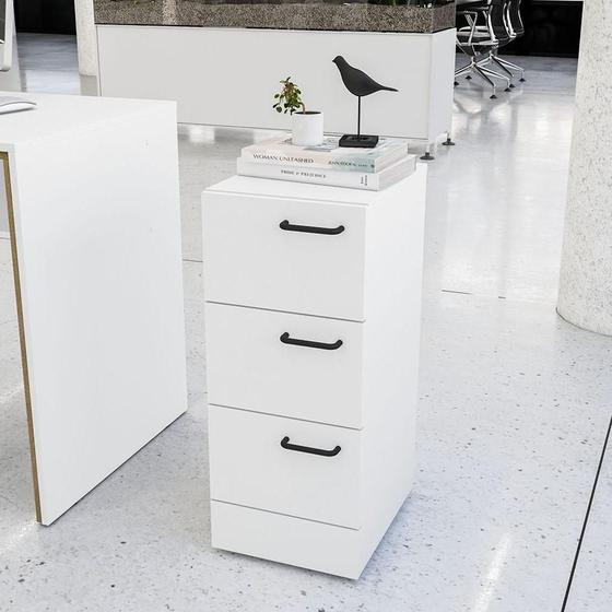 Gaveteiro Cômoda 29 cm 3 Gavetas Escritório Organizador Multiuso Home ...