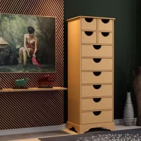 Gaveteiro / Organizador Vertical Escritório Mdf 10 Gavetas Guarda ...